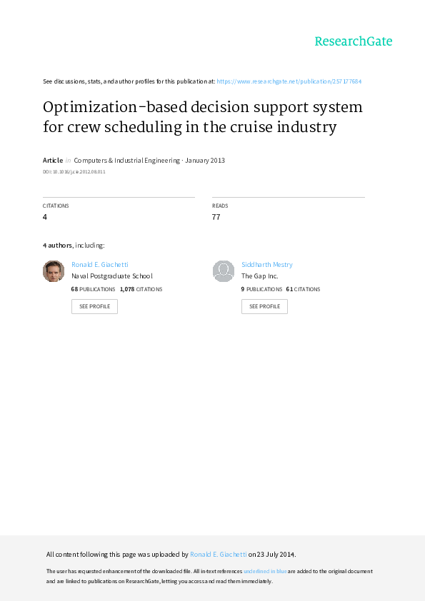 (PDF) An optimization-based decision support system for strategic and operational planning in ...