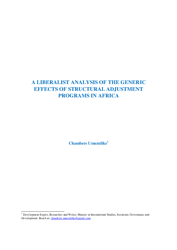 (PDF) A LIBERALIST ANALYSIS OF THE GENERIC EFFECTS OF STRUCTURAL ...