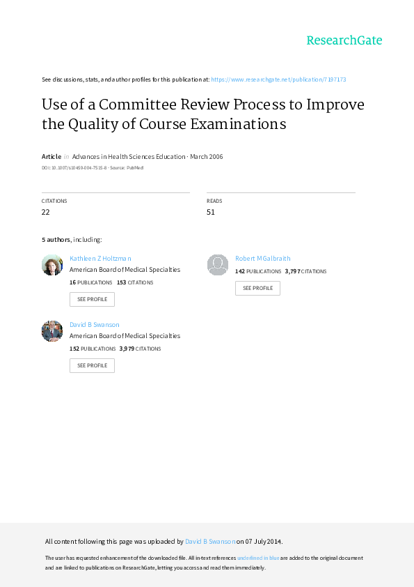 (PDF) Use of a Committee Review Process to Improve the Quality of ...