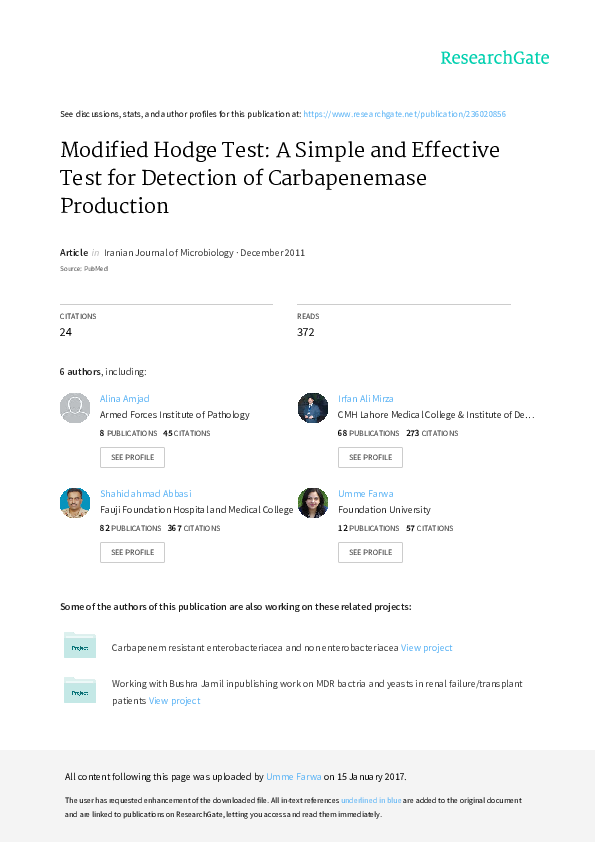 (PDF) Modified Hodge test: A simple and effective test for detection of ...