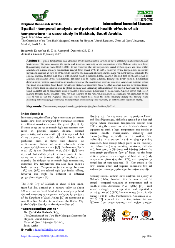 Pdf Spatial Temporal Analysis And Potential Health Effects Of Air
