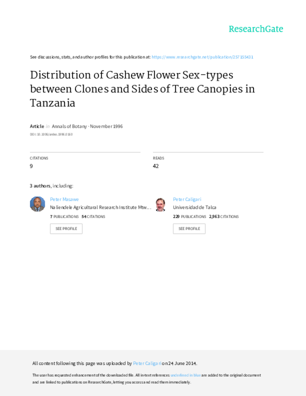 (PDF) Distribution of Cashew Flower Sex-types between Clones and Sides ...