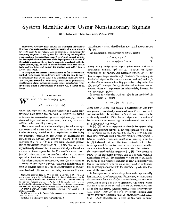 (PDF) System identification using nonstationary signals