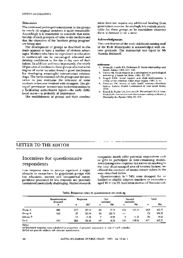 (PDF) Incentives for questionnaire respondents