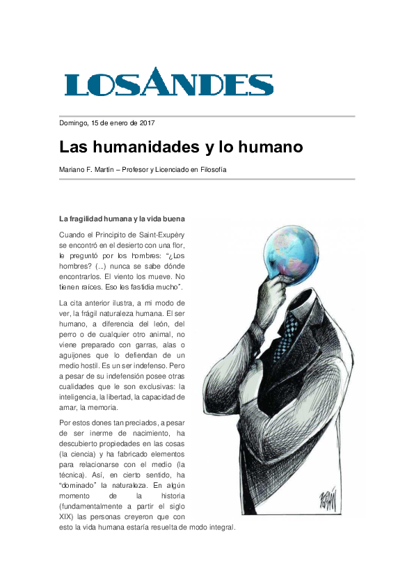 (PDF) Las humanidades y lo humano