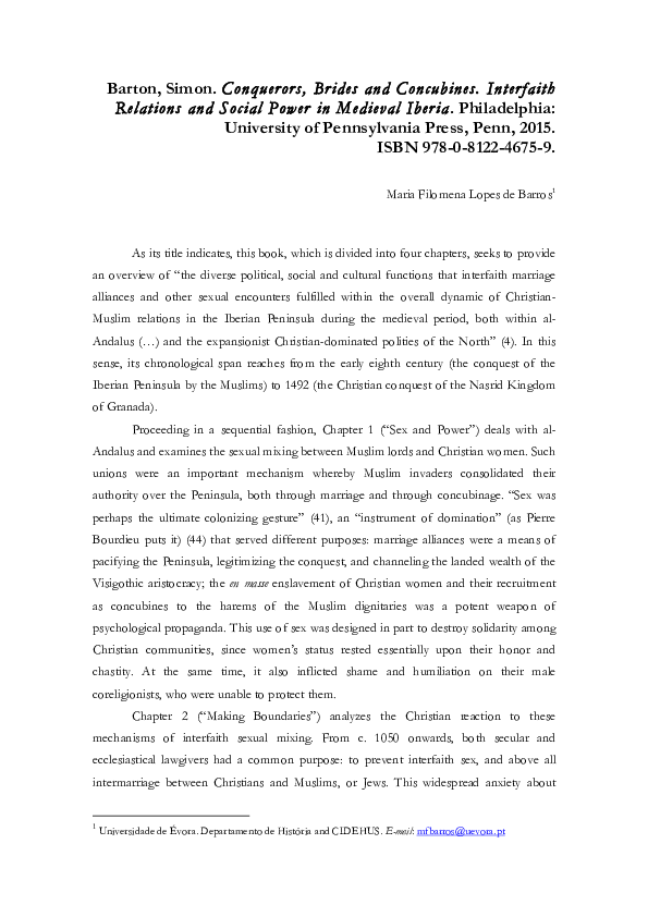 (PDF) Simon Barton, Conquerors, Brides and Concubines. Interfaith ...