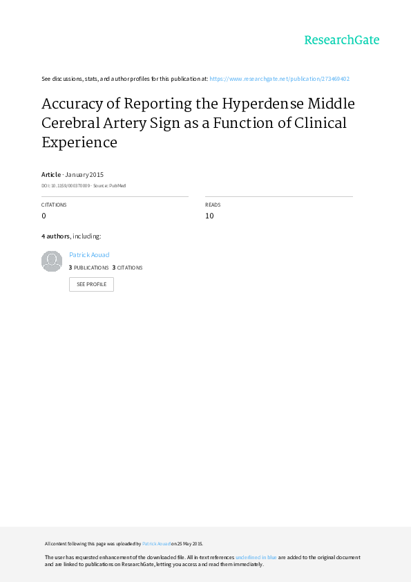 (PDF) Accuracy of reporting the hyperdense middle cerebral artery sign ...