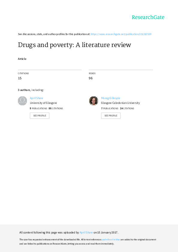 (PDF) Drugs and poverty: A literature review