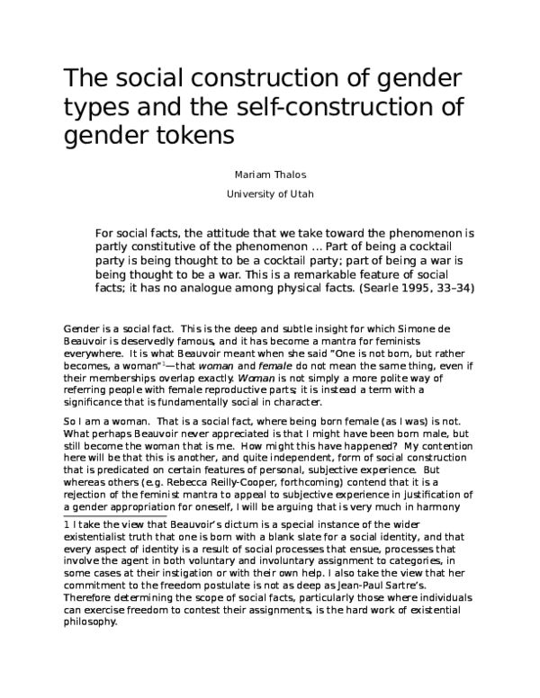 (DOC) The social construction of gender types and the self-construction ...