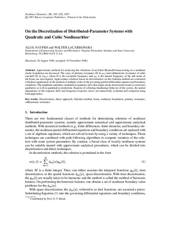 (PDF) On the discretization of distributed-parameter systems with quadratic and cubic nonlinearities