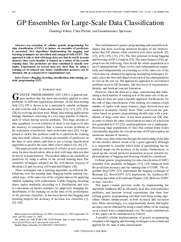 (PDF) GP ensembles for large-scale data classification