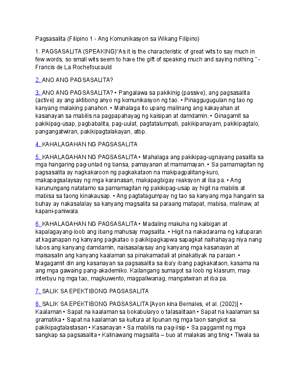 (DOC) Pagsasalita at Pakikinig