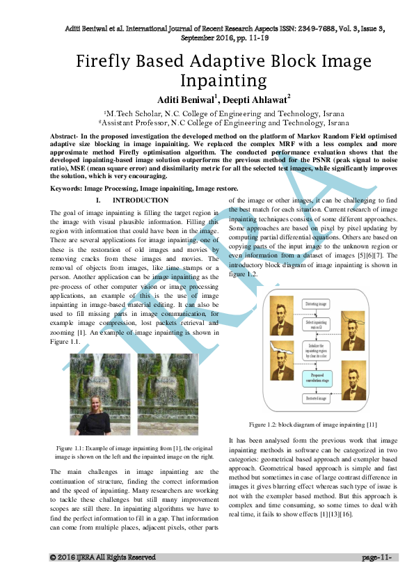 (PDF) Firefly Based Adaptive Block Image Inpainting | International Journal of Recent Research ...