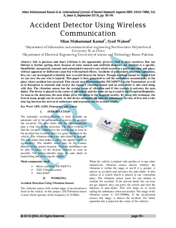 (PDF) Accident Detector Using Wireless Communication