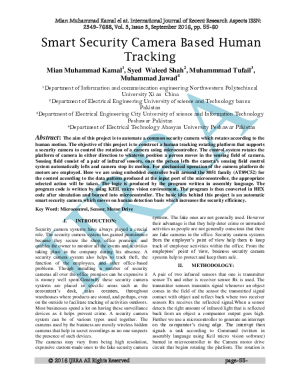 (PDF) Smart Security Camera Based Human Tracking