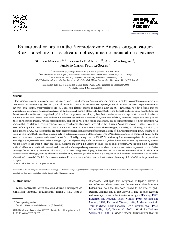 (PDF) Extensional collapse in the Neoproterozoic Araçuaí orogen ...