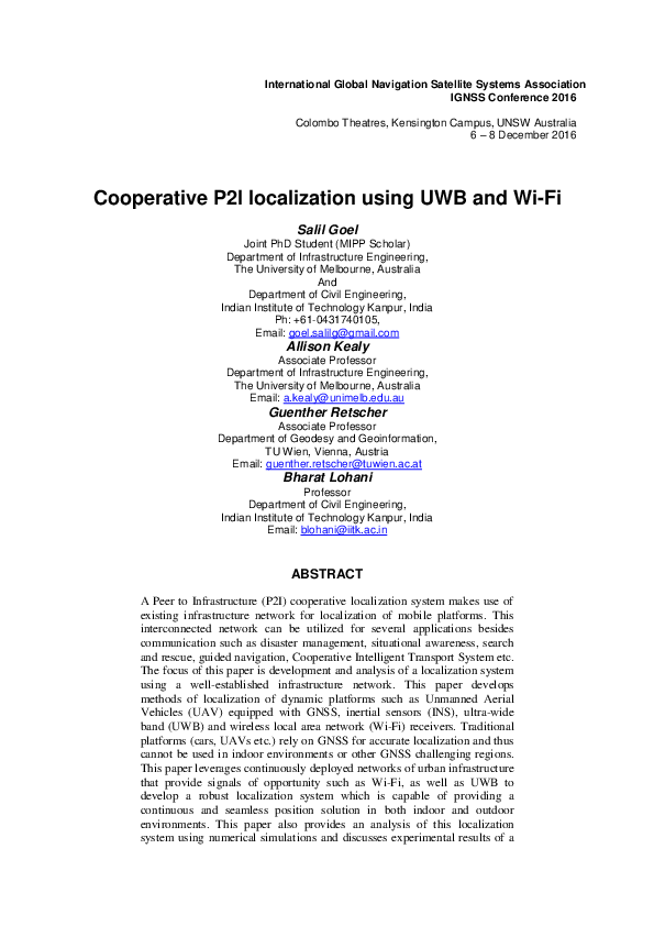 Pdf Cooperative P2i Localization Using Uwb And Wi Fi