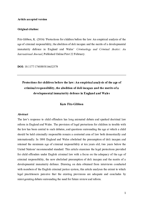 (PDF) Protections for children before the law: An empirical analysis of ...
