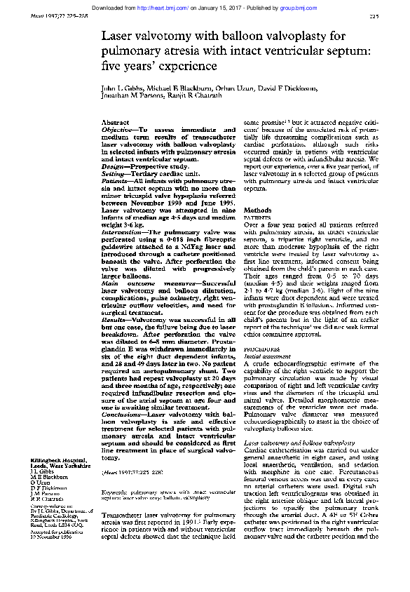 (PDF) Laser valvotomy with balloon valvoplasty for pulmonary atresia ...