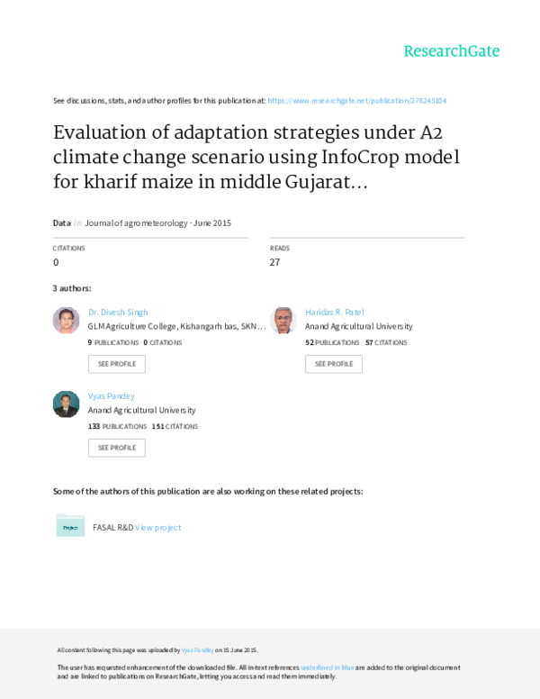 (PDF) Evaluation of adaptation strategies under A2 climate change ...