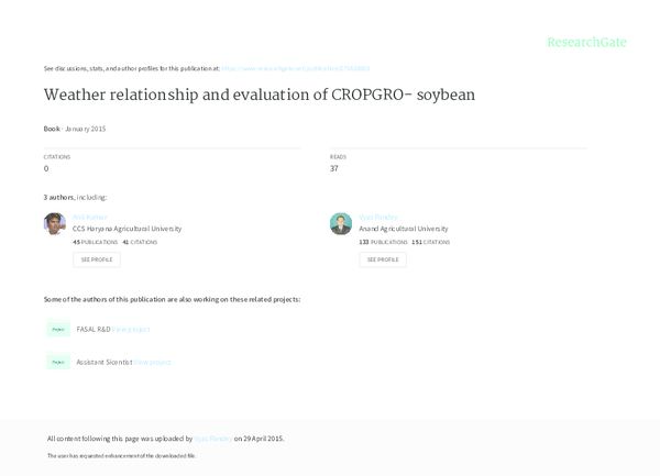 Pdf Weather Relationship And Evaluation Of Cropgro Soybean