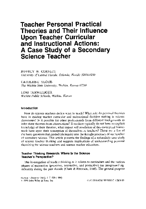 (PDF) Teacher personal practical theories and their influence upon ...