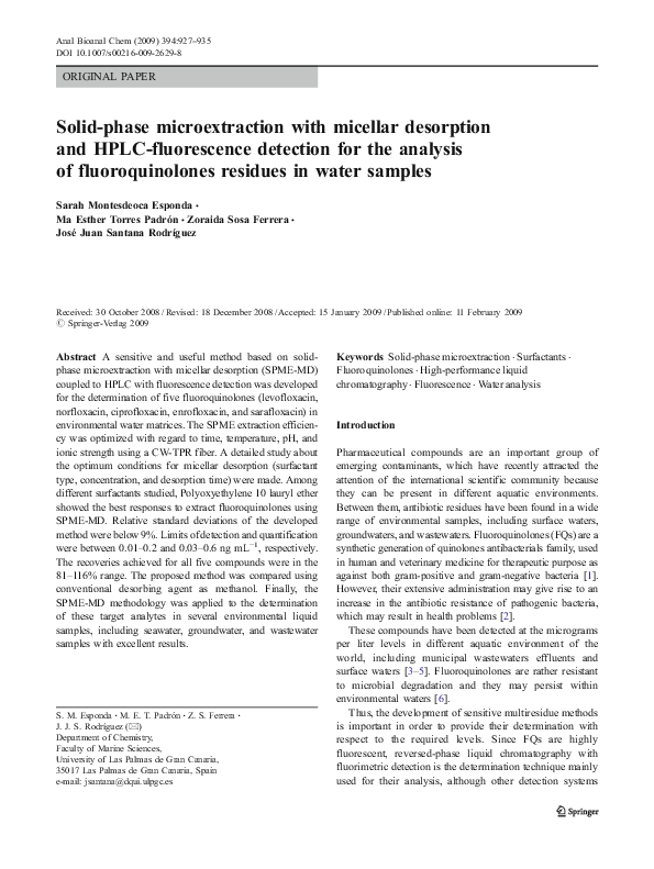 (PDF) Solid-phase microextraction with micellar desorption and HPLC-fluorescence detection for ...