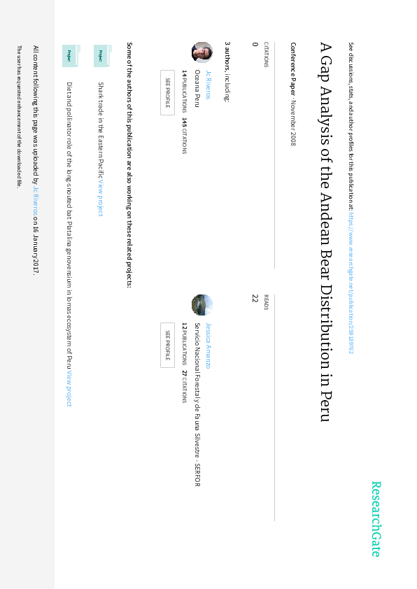 (PDF) A Gap Analysis of the Andean Bear Distribution in Peru | Jessica ...