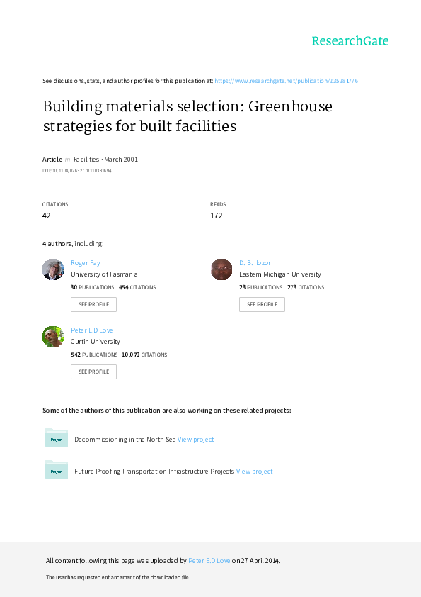 (PDF) Building materials selection: greenhouse strategies for built ...