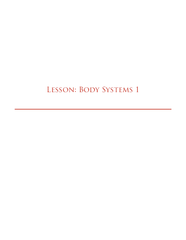 (PDF) Lesson: Body Systems 1
