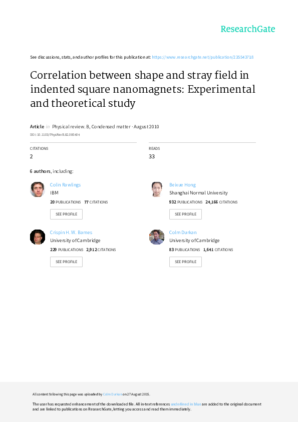(PDF) Correlation between shape and stray field in indented square ...