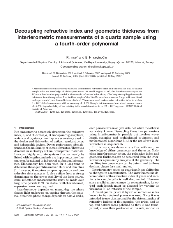 (PDF) Decoupling refractive index and geometric thickness from ...