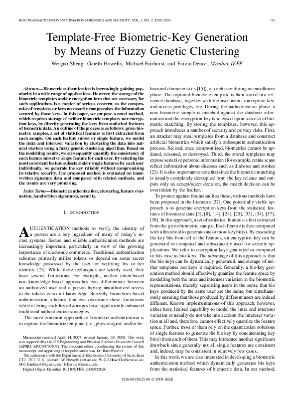 (PDF) Template-free biometric-key generation by means of fuzzy genetic ...