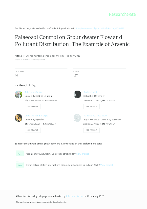 (PDF) Palaeosol Control on Groundwater Flow and Pollutant Distribution ...