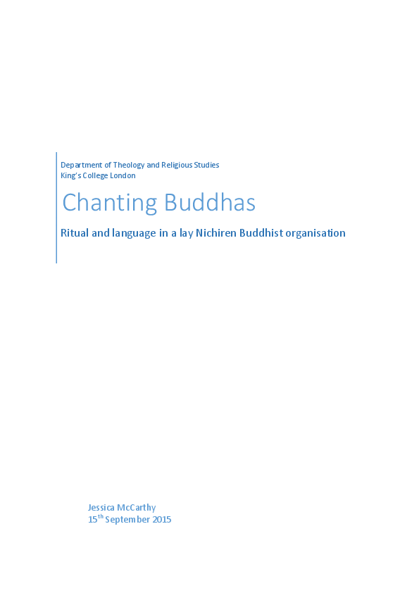 (PDF) Chanting Buddhas: Ritual and language in a lay Nichiren Buddhist ...