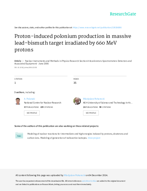 (PDF) Proton-induced polonium production in massive lead–bismuth target ...