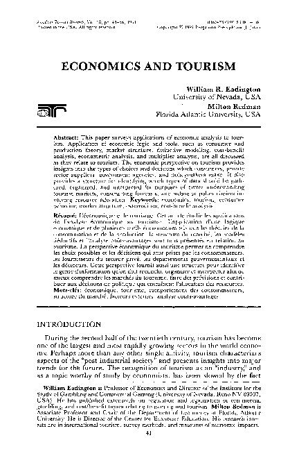(PDF) Economics and tourism | Elaine Yap - Academia.edu