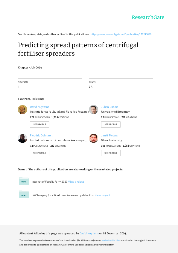 (PDF) Predicting spread patterns of centrifugal fertiliser spreaders