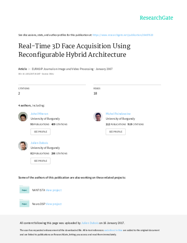 (PDF) Real-Time 3D Face Acquisition Using Reconfigurable Hybrid ...