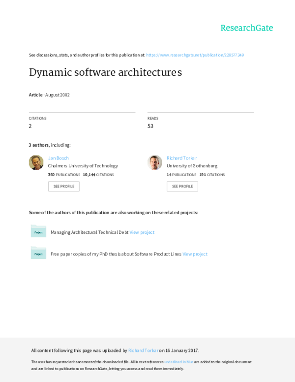 (PDF) Dynamic software architectures