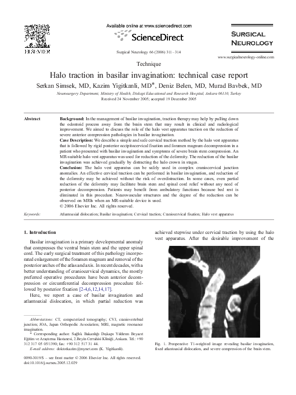 (PDF) Basilar invagination: craniocervical instability treated with cervical traction and ...