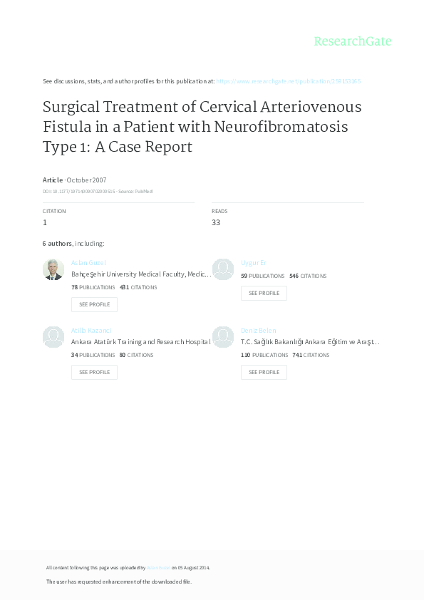 (PDF) Deep Vein Thrombosis in the Setting of Neurofibromatosis Type 1 ...