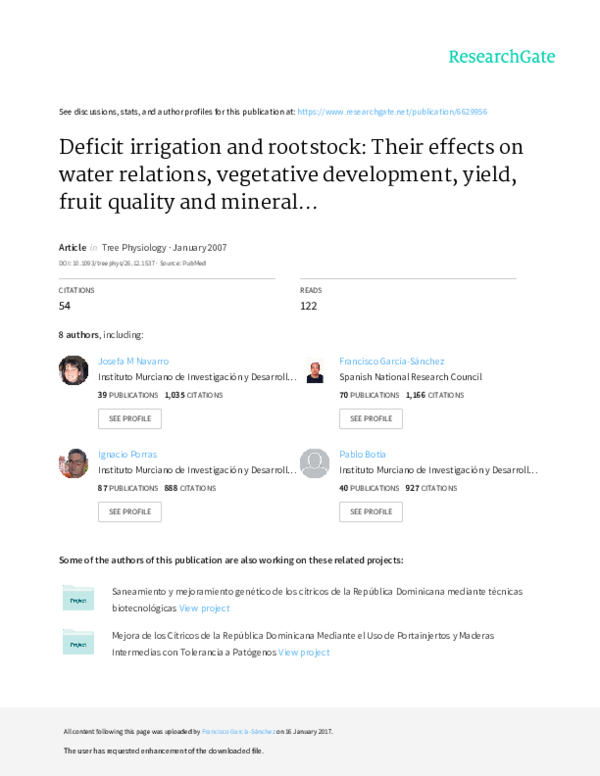 (PDF) Deficit irrigation and rootstock: their effects on water relations, vegetative development ...