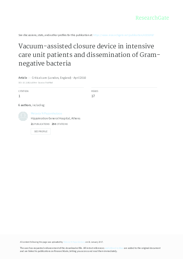 (PDF) Vacuum-assisted closure device in intensive care unit patients ...