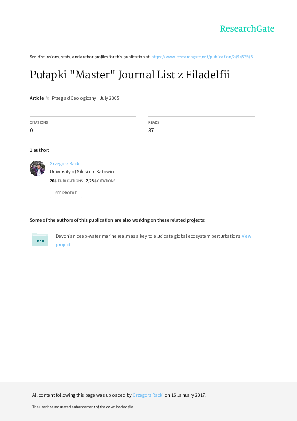 (PDF) Pułapki "Master" Journal List z Filadelfii