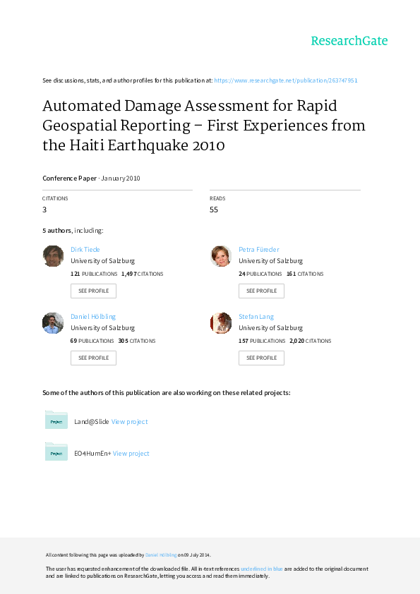 (PDF) Automated damage assessment for rapid geospatial reporting ...