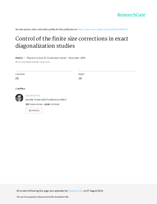 (PDF) Control of the finite-size corrections in exact diagonalization studies