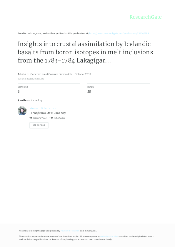 (PDF) Insights into crustal assimilation by Icelandic basalts from ...