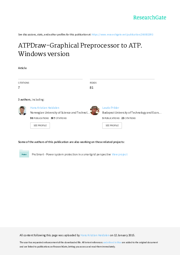 (PDF) ATPDraw-Graphical Preprocessor to ATP. Windows version