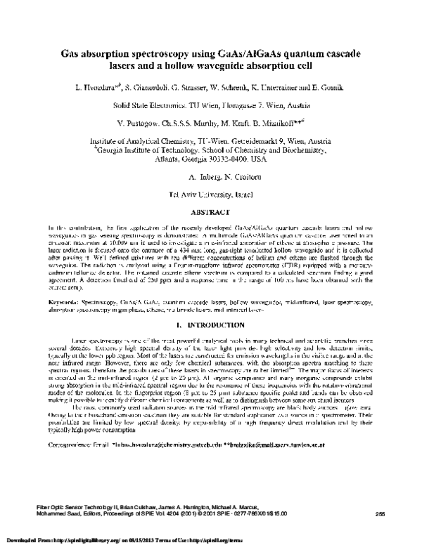 (PDF) Gas absorption spectroscopy using GaAs/AlGaAs quantum cascade ...